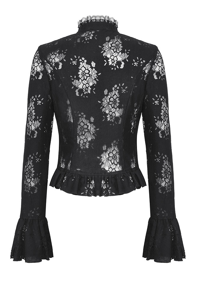 IW120 Black Lace Longsleeve Gothic Blouse with Cross by Dark in Love ...